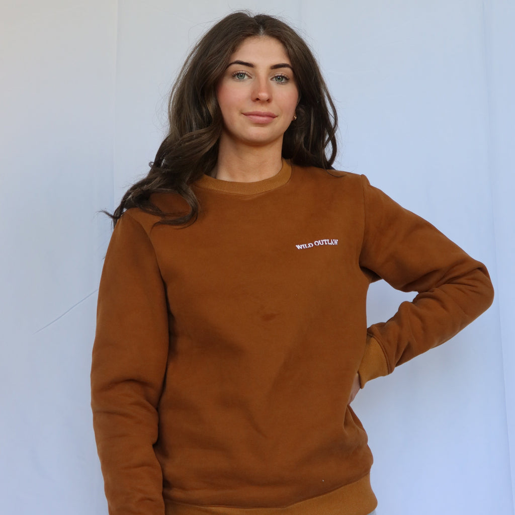 Wild Outlaw Embroidered Sweatshirt - Burnt Orange – Wild Outlaw Clothing Co